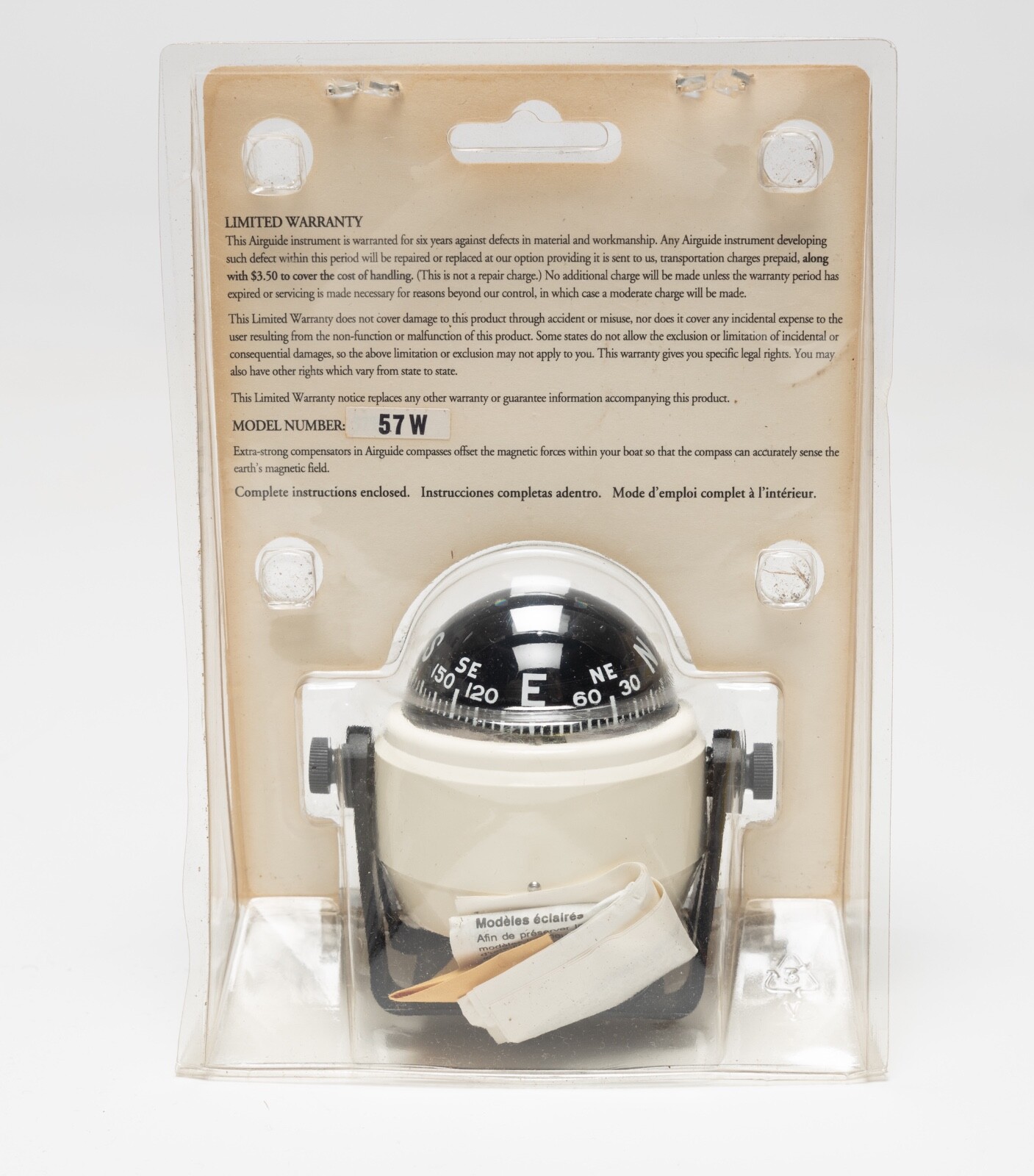 Vintage Airguide Marine Compass model 57 W with Box Instructions White ...