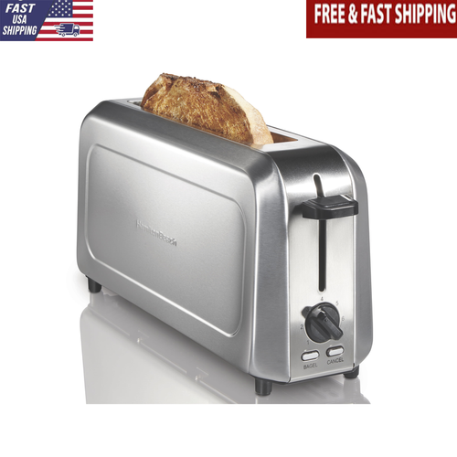 2 Slice Long Slot Toaster Stainless Steel Durable Slim Design Kitchen ...