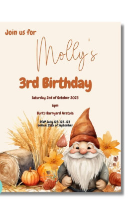 DIY Print Custom Fall Gnome Watercolour Birthday Party Invitations 21st ...