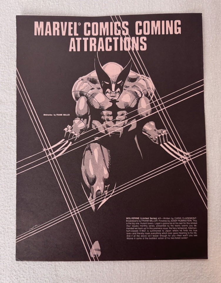 1982 Wolverine Sales Poster and Marvel Coming Attractions Insert | eBay