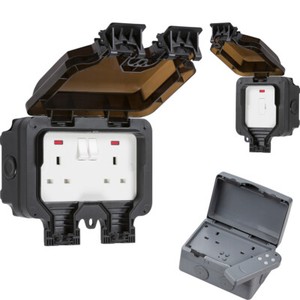 IP66 Weatherproof Outdoor 2G DP Switched Socket Single Double Fused ...