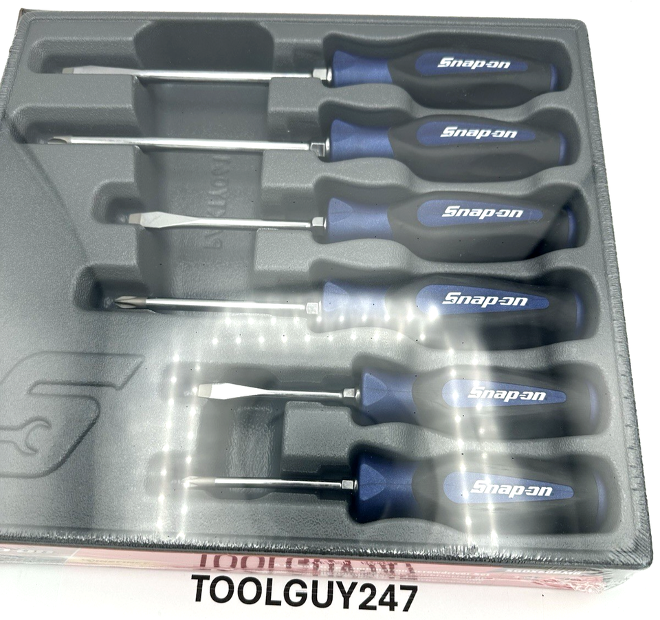 SNAP ON SGDX60B MB 6Pc Power Blue Soft Grip Screwdriver Set USA TOOLS ...