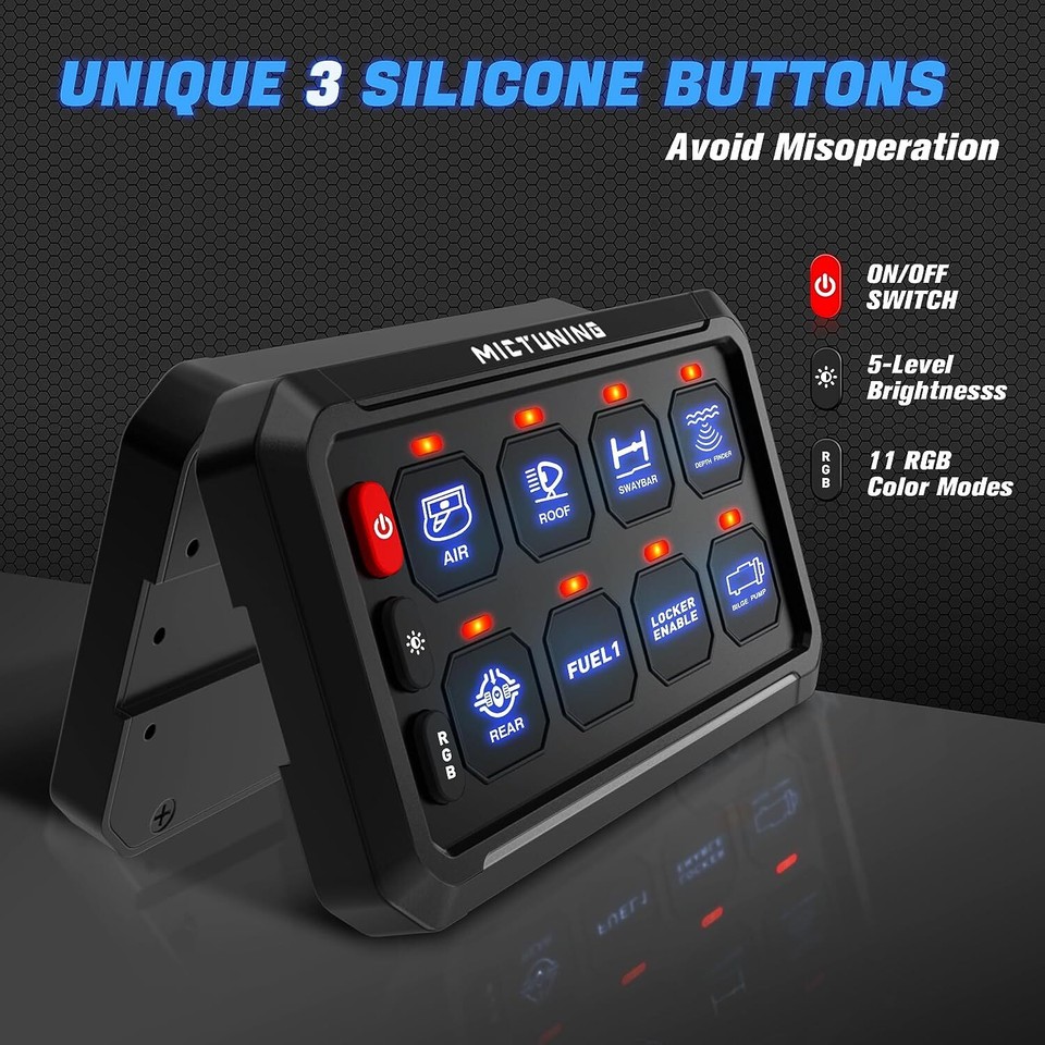 RGB 8 Gang Switch Panel On-Off LED Circuit Control For Jeep Off-Road ...