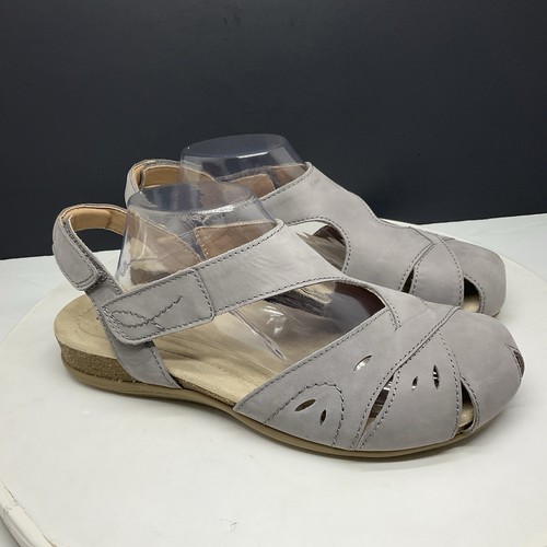 Earth Origins Birdine Sandals Womens 9.5W Gray Strappy Leather Closed ...