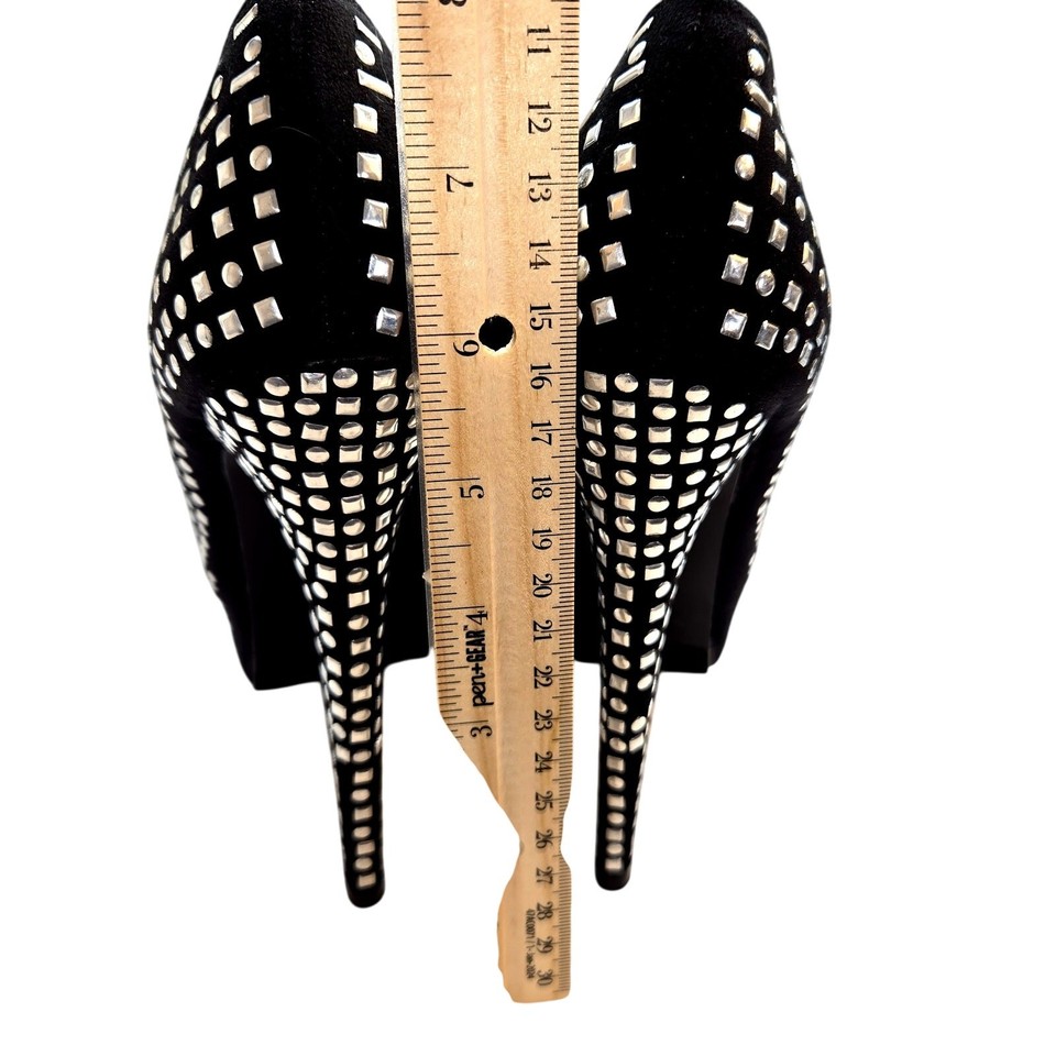 Just Fab 7 Studded Platform Women's Black Stiletto 6 Inch High Heels ...