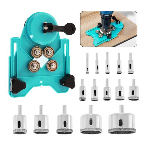 Set of 16 Diamond Drill Bits with Jig Ceramic Tile Hole Drilling Set ...