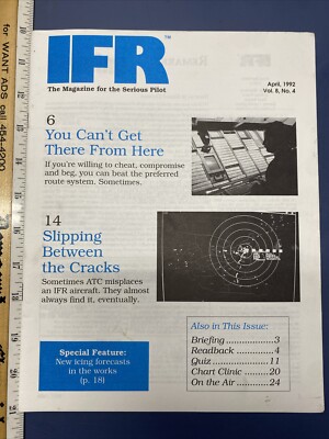 IFR the magazine for the accomplished pilot April 1992 | eBay