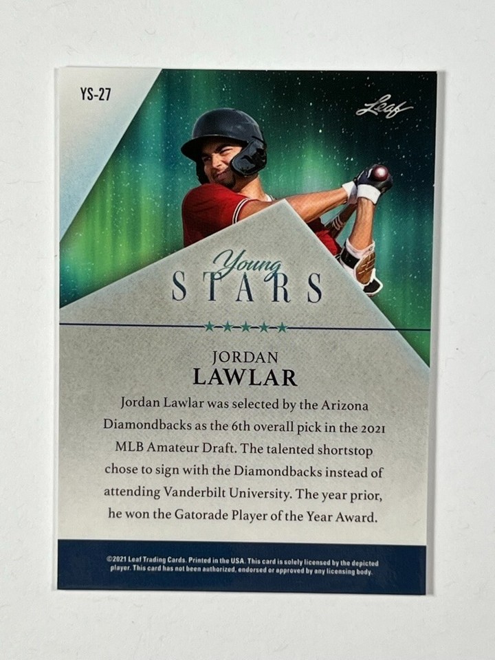 2021 Leaf Jordan Lawler YS-27 Pre-Rookie Young Stars Arizona ...