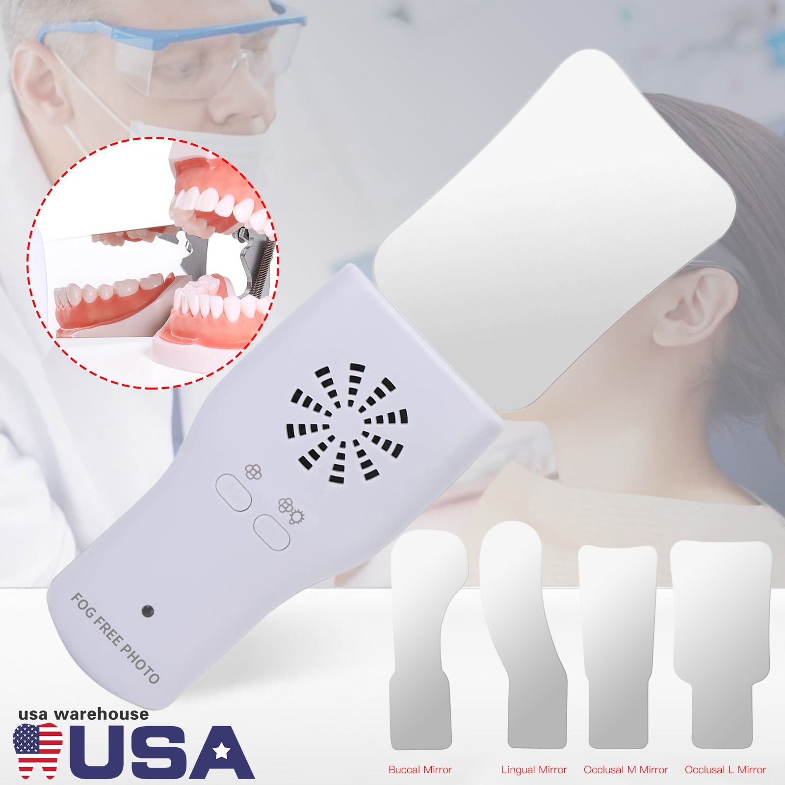Dental Occlusal Mirror Fog Free LED Intra Oral Photo System 4 Mirrors ...