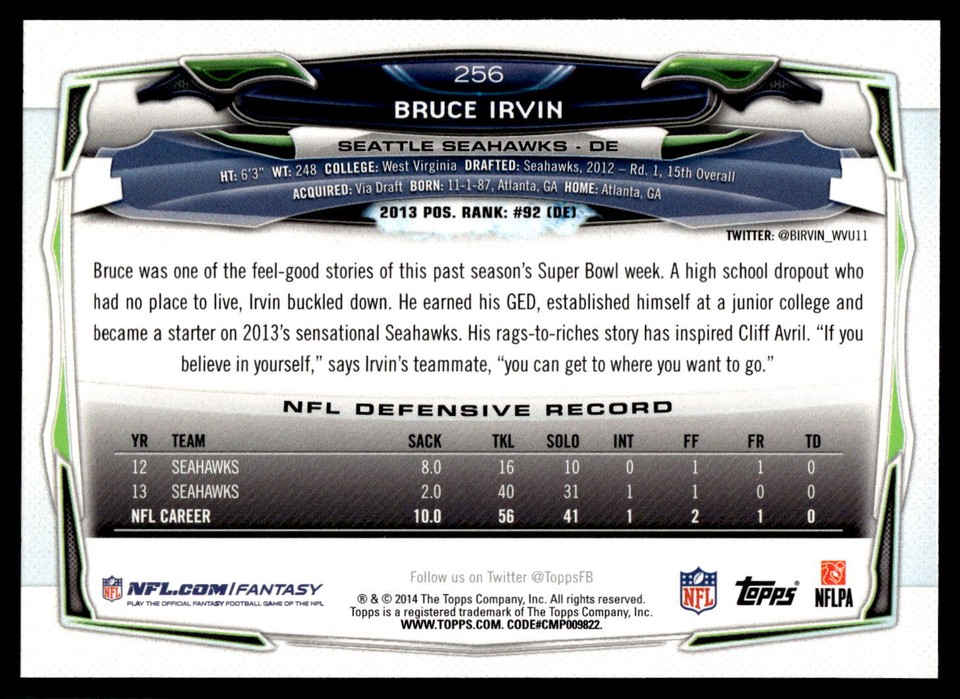 2014 Topps #256 Bruce Irvin | eBay