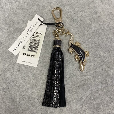BRAHMIN Croc Charm Tassel Key Clip Keychain NOCTURNAL Melbourne Grey ...