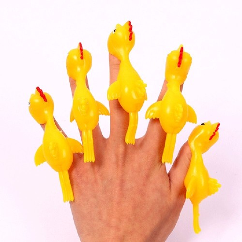 5PCS Plastic Ejection Chicken Toy Chicken Flying Finger Birds Children ...
