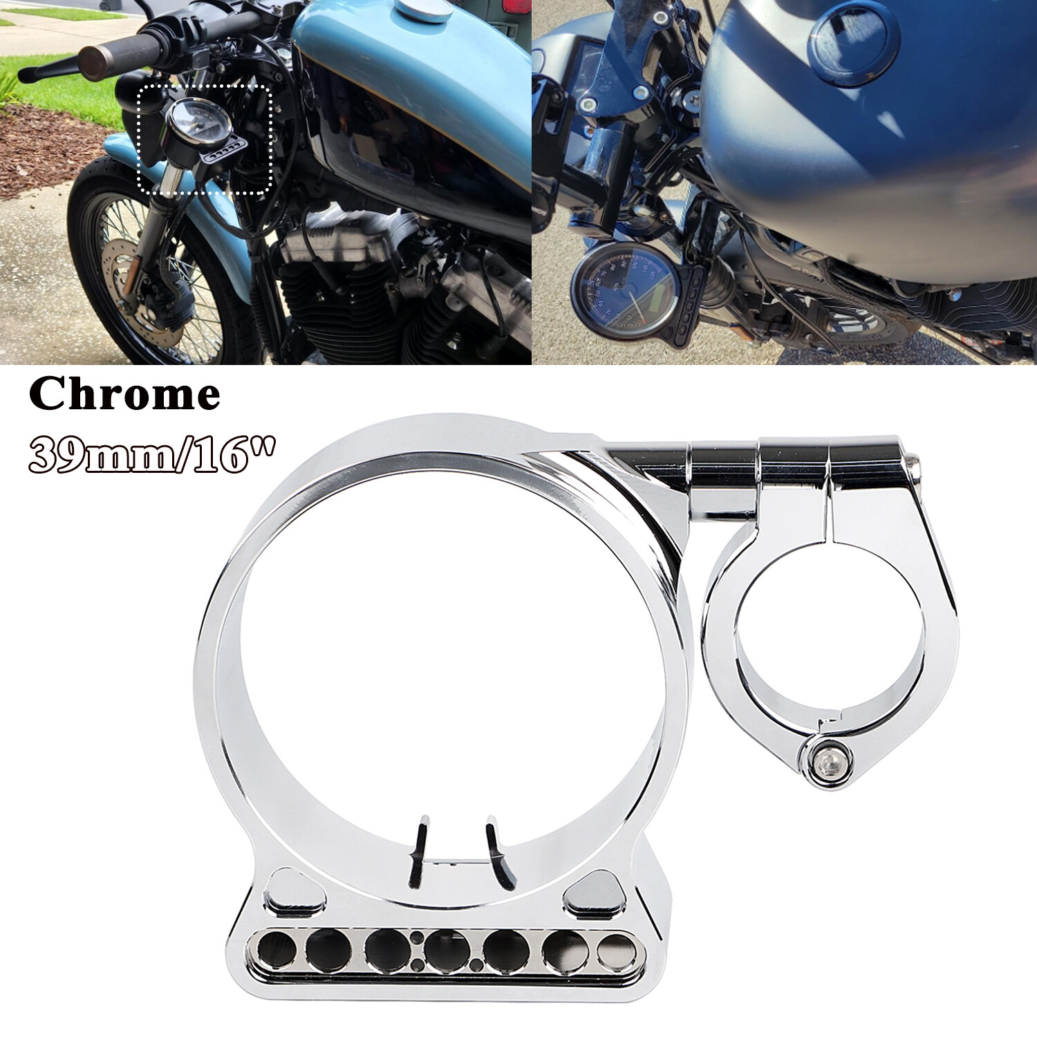39mm Chrome Side Mount Speedo Relocation Bracket For Harley Sportster ...
