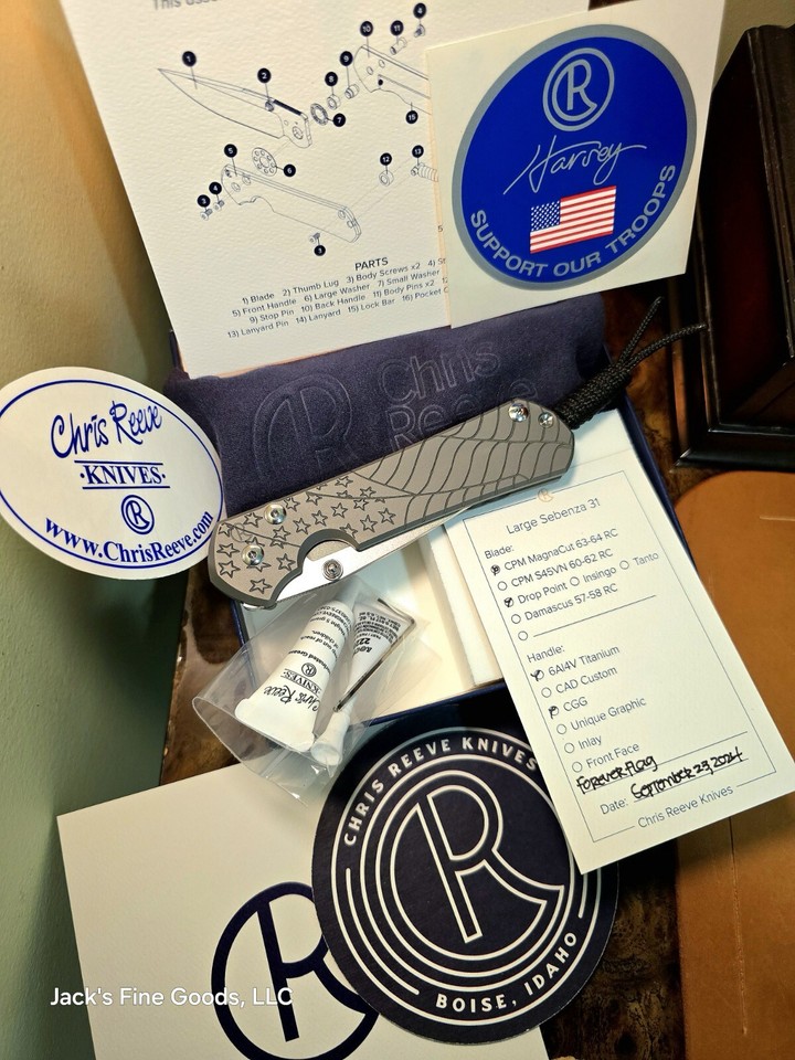 🌟CHRIS REEVE CRK*GLASS-BLASTED* LARGE SEBENZA 31 "FOREVER FLAG" FACTORY ...