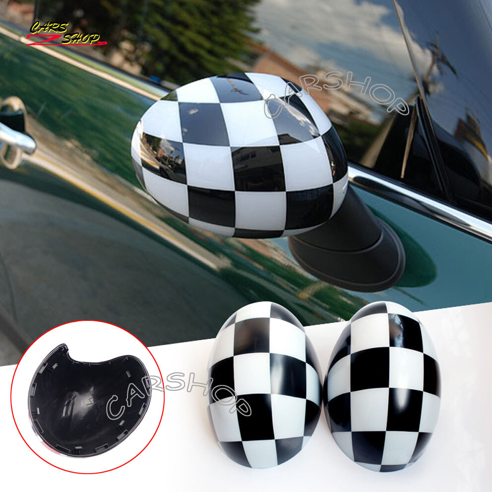Checkered Side View Mirror Cover Replace For MINI Cooper F54 F55 F56 ...