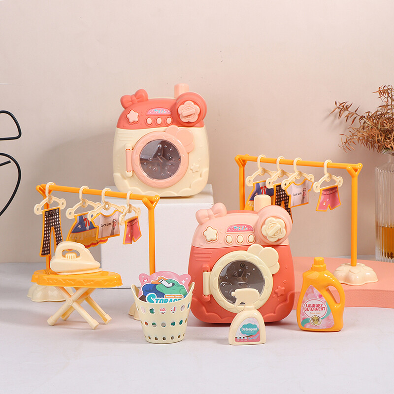Children's Mini Drum Washing Machine Toy Set Simulation Press Rotation ...