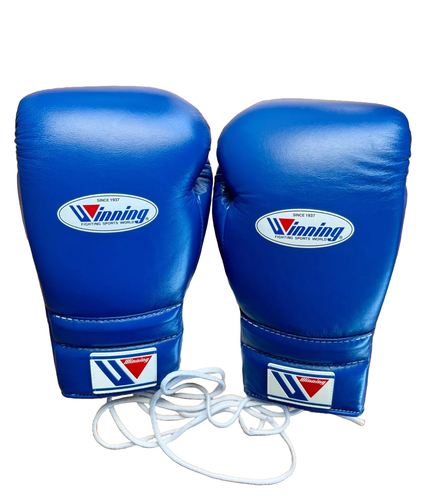 Winning Boxing Gloves 16oz 14oz 12oz Blue Lace Up Boxing Gloves With ...