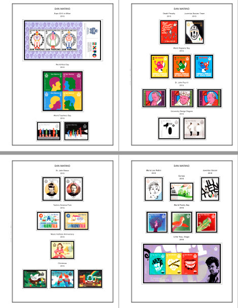 COLOR PRINTED SAN MARINO 2011-2020 STAMP ALBUM PAGES (58 illustrated ...