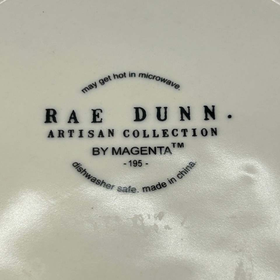 Rare Rae Dunn Ho Ho Ho Teal Red Pet Dish Scallop Edges 4 1/2" x 2" Xmas ...