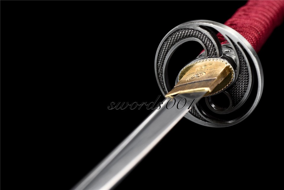 Red Tsukamaki Sageo Japanese Samurai Sword Tanto T10 Steel Clay ...