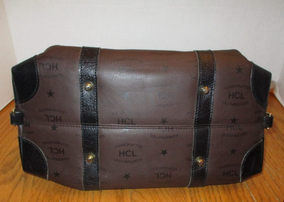 HCL Leather Goods Medium Brown/Black Signature Leather Satchel Bag | eBay