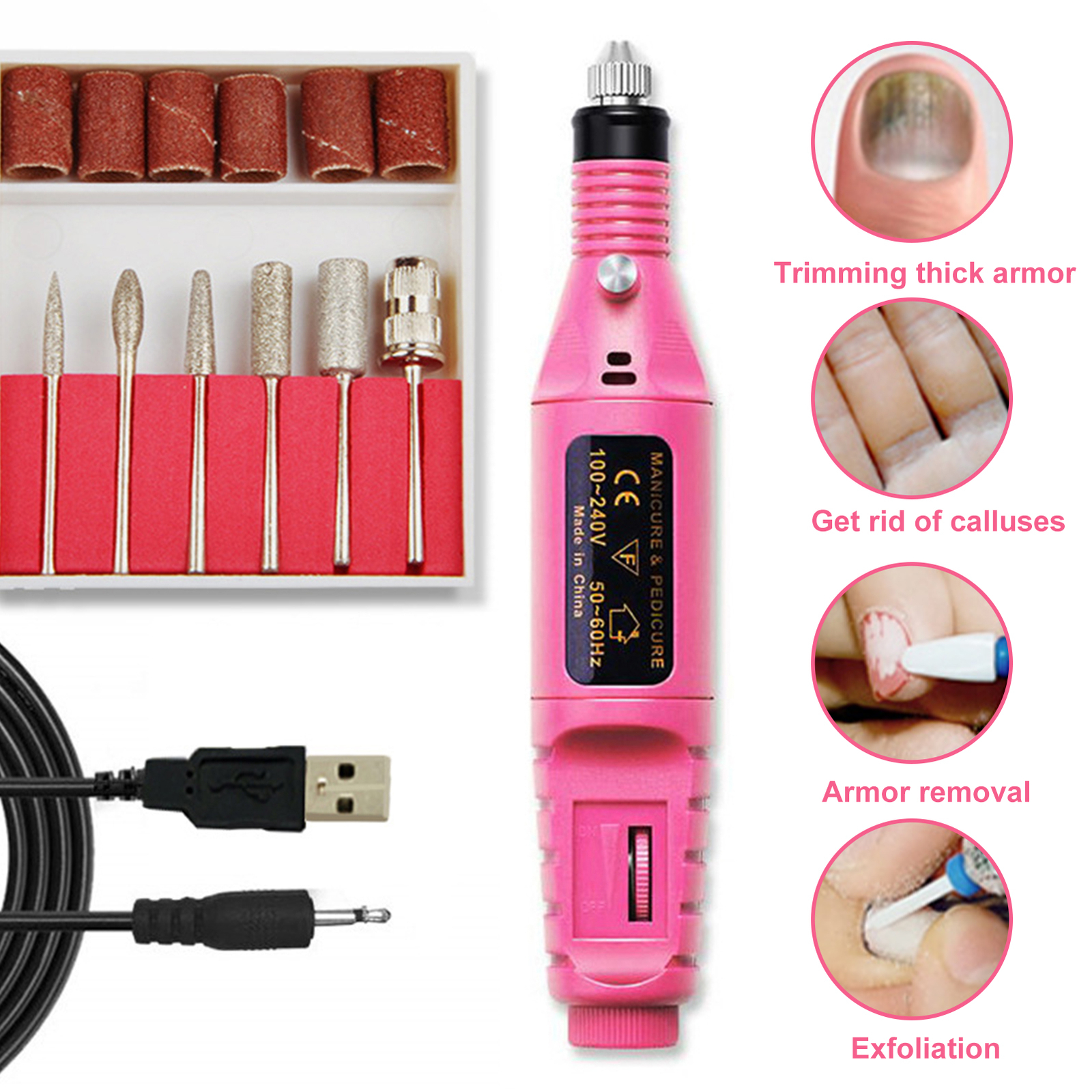 1 Set Nail Grinding Machine Professional Remove Dead Skin Nail Cuticle ...