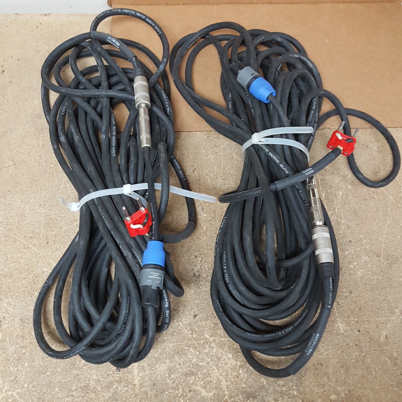 Lot of 2- Live Wire Elite S12BQ50 Cable 2x12ga Conductors w/ Neutrik ...