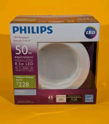 Philips 50W 8.5 W LED Recessed Retrofit Trim 4"/ Dimmable | eBay