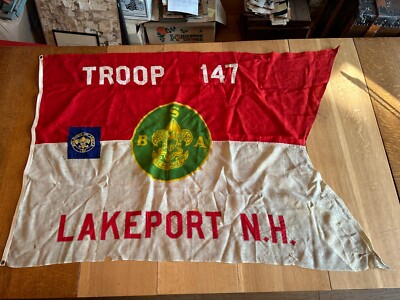 Vintage 1938 Boy Scout Troop Flag, Lakeport NH, Troop 147, 56"x38" | eBay
