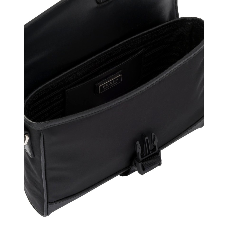 Prada Nero Black Re-Nylon Saffiano Silver Triangle Logo Messenger Crossbody Bag | eBay