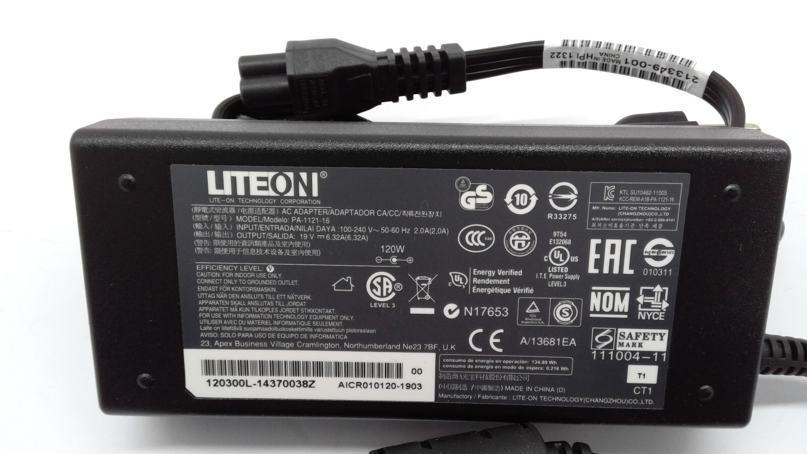 Genuine Liteon PA-1121-16 AC Adapter Power Supply 19V 6.32A 120W W/Cord ...