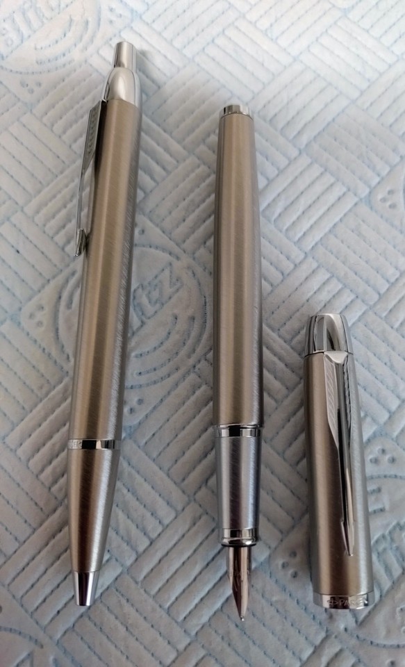 Parker IM Fountain Pen & Ballpoint Pen. All Steel Chrome Trim. 1st Gen ...