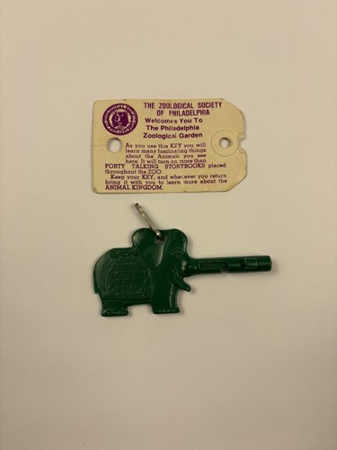 Vintage Trunkey Philadelphia Zoo Key Green w/ Original Tag Zoological ...