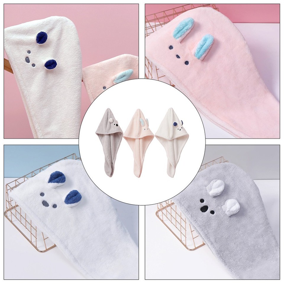3 Pcs Cartoon Hair Drying Cap Hair Towel Wraps Shower Caps Fast Drying ...