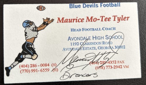 Maurice Tyler Signed Business Card HOF Football Game Canton Jets ...