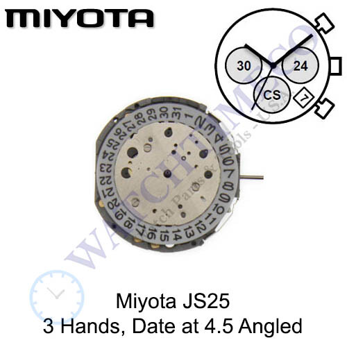 Genuine Miyota JS25 Movement Japan 3 Hands, Date at 4.5 Angled | eBay
