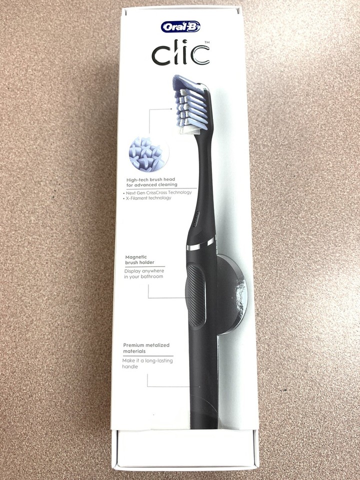 Oral-B CLICK MANUAL TOOTHBRUSH with MAGNETIC HOLDER Matte Black Modern ...