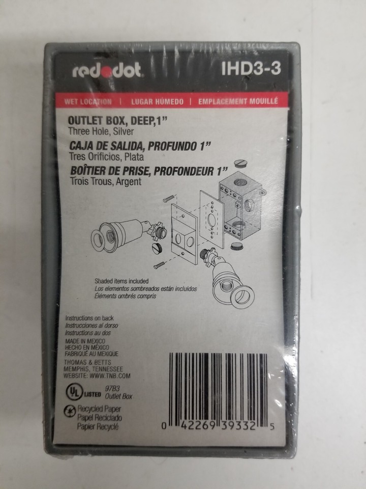 RED DOT IHD3-3 Outlet Box Deep 3 hole 1" hubs wet location | eBay