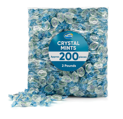 Arcor Blue Crystal Mints Hard Candy 2 Lb Bulk Individually Wrapped ...