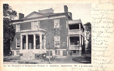 Ex Governor William T. Hamilton Residence Hagerstown Maryland Postcard ...