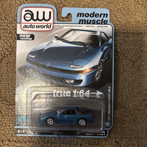 Auto World Modern Muscle 1991 Mitsubishi 3000GT VR-4 Blue 1/64 Diecast ...