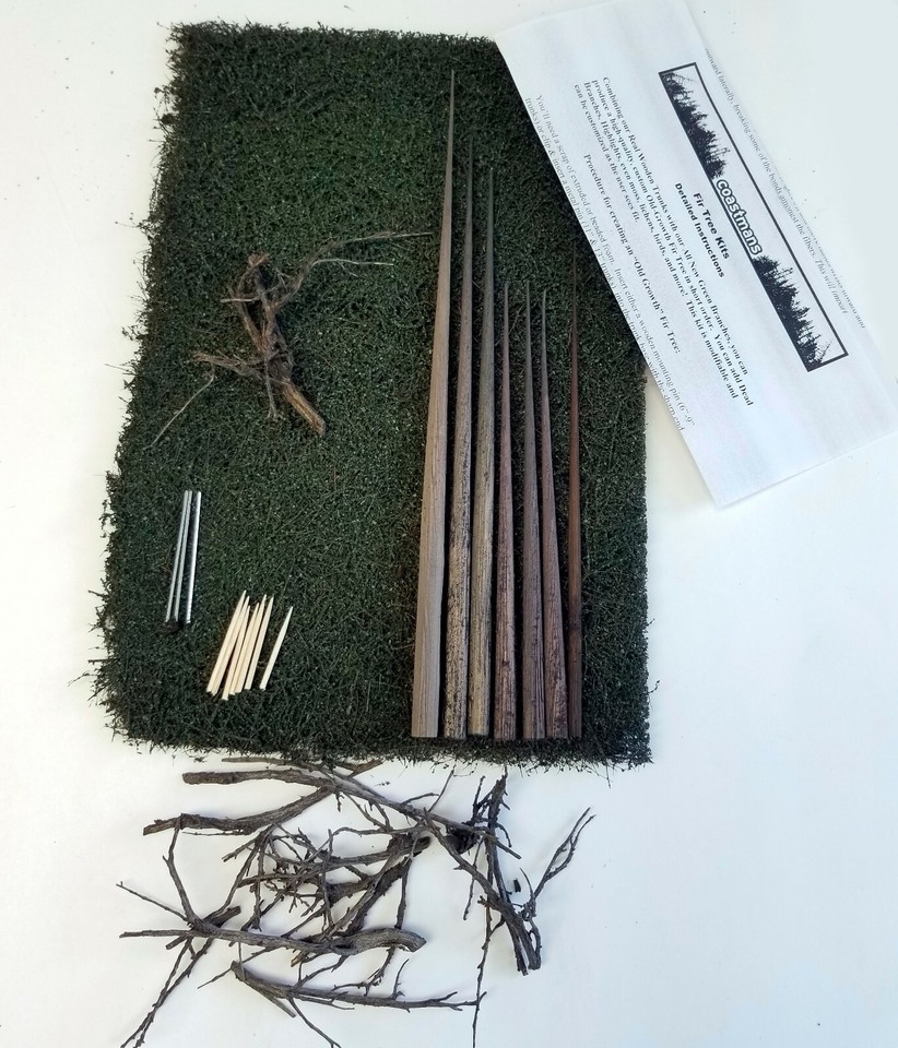 Variety Pak Model Fir Trees KIT, makes 7 firs, real wood, HO/N/O/S, low ...