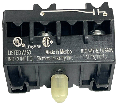 SIEMENS CONTACT BLOCK 52BAK 10A @ 600VAC 5A @ 600VDC 30MM 1NO MOMENTARY ...