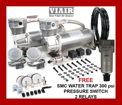 Viair 480 Dual Pack Compressor Kit Pewter w/ FREE SMC Water Trap Air ...