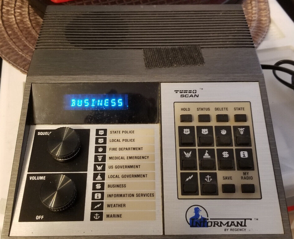 Vintage Informant by Regency Turbo Scan Police Scanner INF-3 UHF/VHF ...