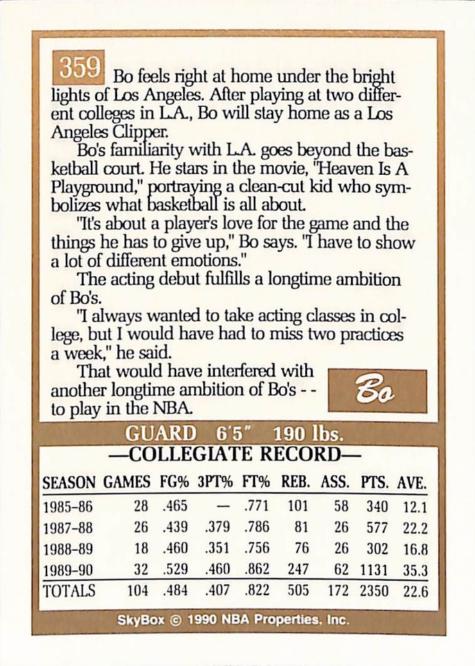 1990 SkyBox Bo Kimble #359 Rookie Los Angeles Clippers | eBay