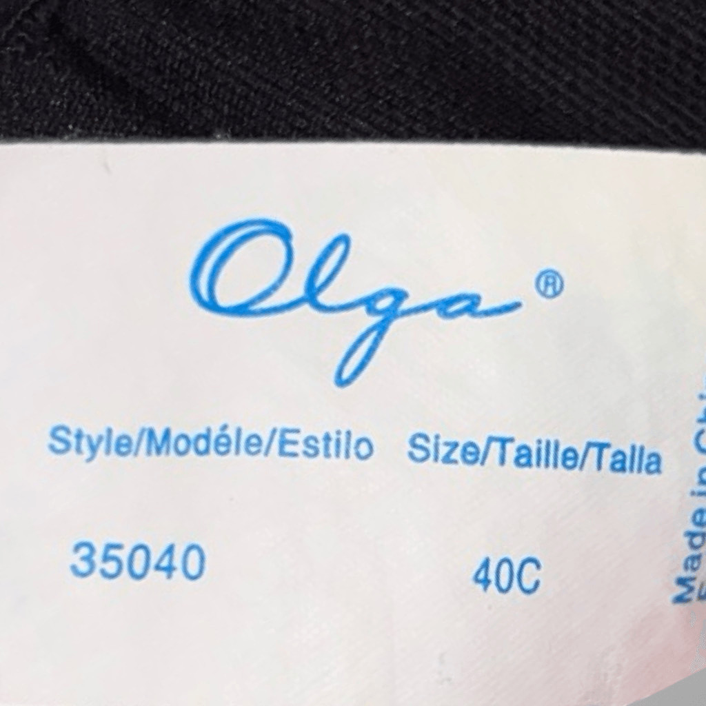 Plus Size Black Plunge Wired Olga Bra Size 40C - Gem