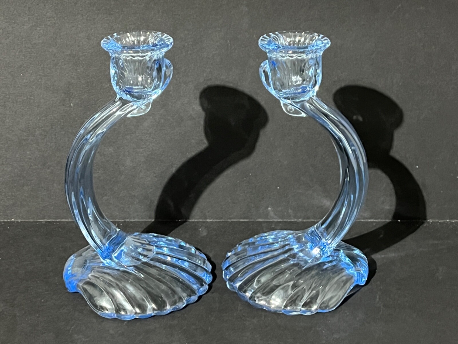 PERFECT PAIR CAMBRIDGE CAPRICE MOONLIGHT BLUE CANDLESTICKS 7 1/4" | eBay