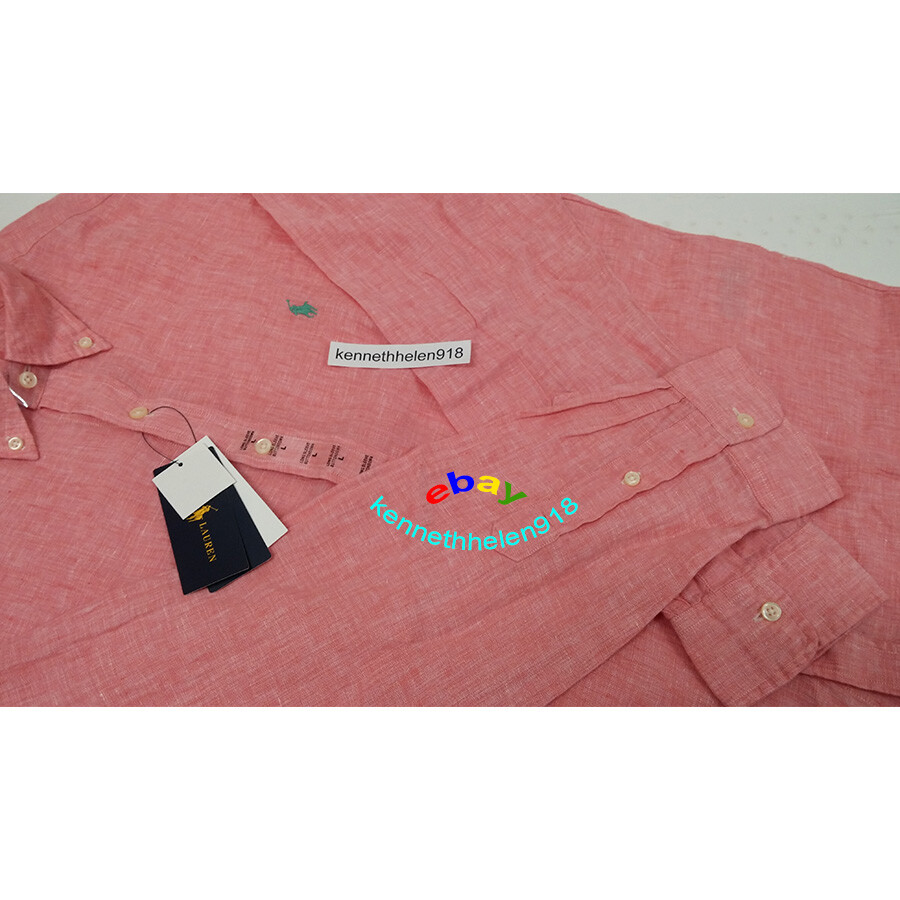 POLO RALPH LAUREN CLASSIC FIT LINEN SPORT LONG SLEEVE SHIRT MENS SIZE M ...