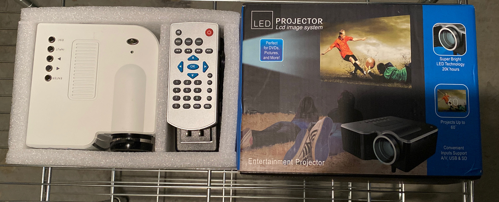 Mini LED Projector Lcd Image System White A-Z308-00B New A/V USB SD 20 ...